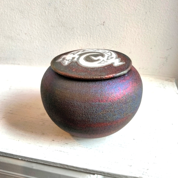 Vintage | Art | Vintage Signed J Diller Art Pottery Raku Covered Pot ...